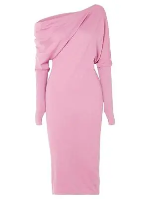 TOM FORD One-shoulder Cashmere And Silk-blend Midi Dress - Pink
