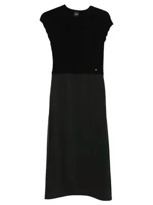 BOSS Ribbed Knit Midi Dress - Black