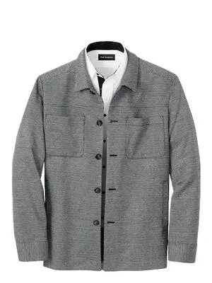 PAUL FREDRICK Herringbone Shirt Jacket - Black