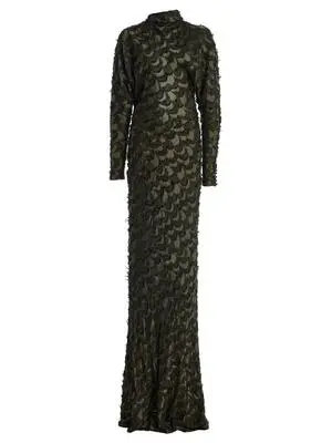 Gabriela Hearst Aberdeen Textured Silk-wool Maxi Dress - Olive
