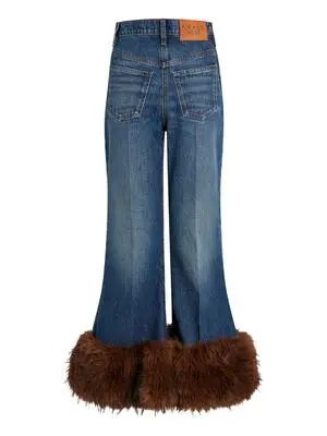 A.W.A.K.E. Mode Cotton Cropped Flared Jeans - Blue