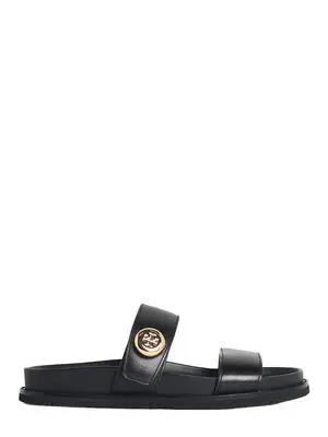 Tory Burch Romy Sport Leather Slippers - Black