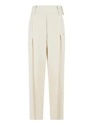 Sportmax Stretch Viscose Wide Leg Trousers - Ivory