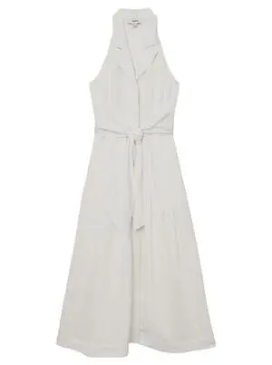 REISS Halterneck Woven Midi Dress - Ivory
