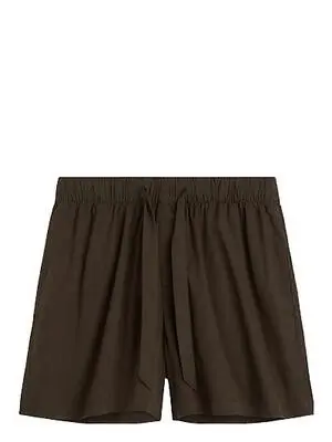TEKLA Striped Cotton-poplin Shorts - Coffee