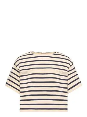 Moncler Macramé-trimmed Striped Cotton T-shirt - Multicolor