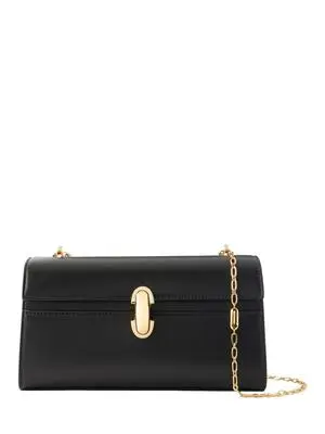 Savette Chain Symmetry Pochette Leather Shoulder Bag - Black