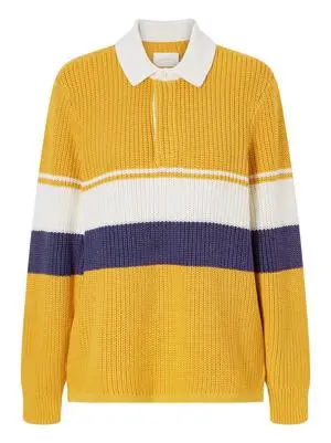 AIMÉ LEON DORE Striped Ribbed-Knit Cotton Polo Shirt