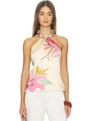 Retrofete Milani Top - Ivory Hibiscus Floral