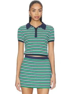 Simkhai Marnie Knit Polo - Kelly Green Stripe