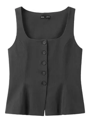 Mango Peplum Button Vest - Grey