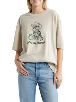 Junk Food Meowdy Partner Graphic T-shirt - Birch