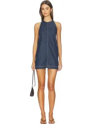 Good American Denim Halter Shift Dress - Blue