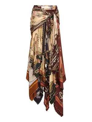 Zimmermann Valiant Scarf Silk Maxi Skirt - Brown