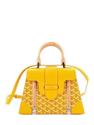 GOYARD Saigon Top Handle Bag Coated Canvas With Leather PM
