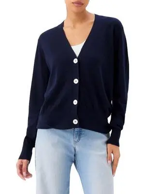 Karen Kane V-Neck Button-Front Cardigan Navy