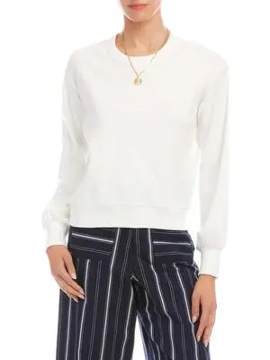 Karen Kane Long Sleeve French Terry Top - White
