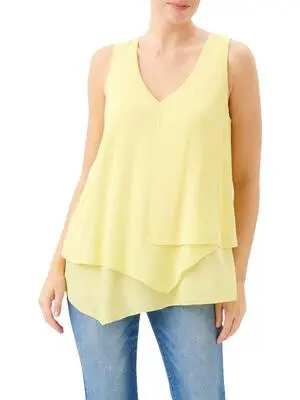 Karen Kane Drape Layered Asymmetric Tank - Yellow