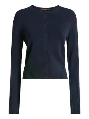 High Guipure Panelling Cardigan - Blue