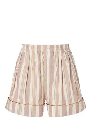 Saint Laurent Striped Cotton Shorts - Beige