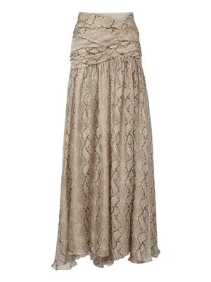 Elie Saab Snake-Print Silk Chiffon Maxi Skirt Multicoloured