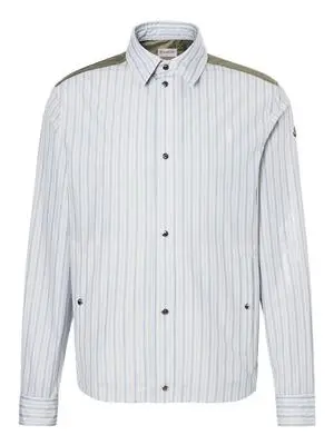 Moncler Striped Cotton Poplin Zip-up Shirt - Blue