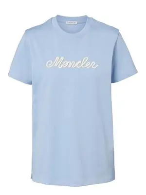 Moncler Logo Cotton Jersey T-shirt - Blue