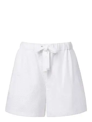 Moncler Broderie Anglaise Cotton Shorts - White