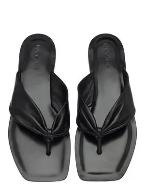 REFORMATION Reformation Larsen Leather Thong Sandals Black
