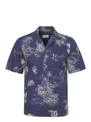 Moncler Floral Cotton Poplin Bowling Shirt - Blue