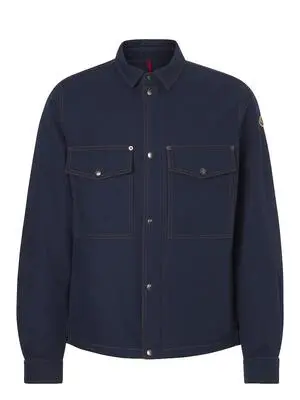Moncler Cotton And Linen Field Jacket - Blue