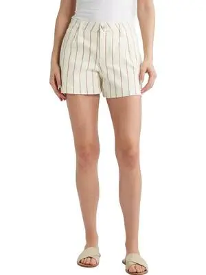 CITY BLUES Striped Pleated Trouser Shorts - Pearl/tamarind