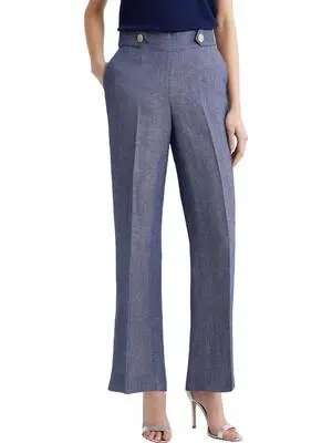 Anne Klein Cropped Wide Leg Pants - Dark Blue