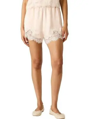 Steve Madden Daisee Lace Trim Satin Shorts Shell