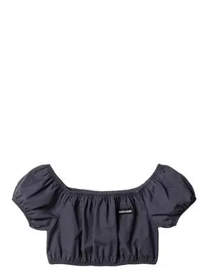 Miu Miu Cotton Poplin Crop Top - Grey