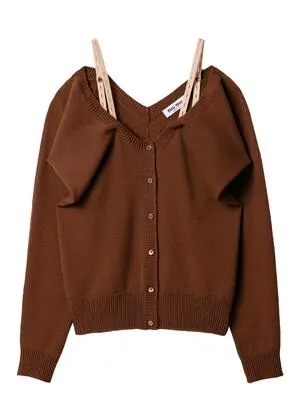 Miu Miu Cashmere Cropped Cardigan - Brown