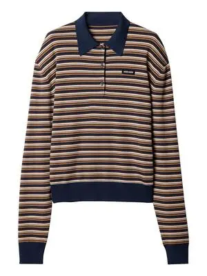 Miu Miu Virgin Wool Stripe Polo Shirt - Neutral