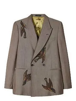 Paul Smith Wool-mohair Bird Embroidered Blazer - Brown