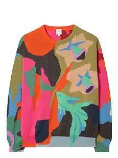 Paul Smith River Collage Knitted Cotton Sweater Multicolour