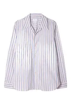 Paul Smith Tan And Blue Slub Stripe Cotton Shirt - Brown