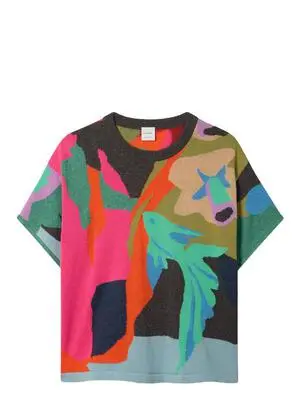 Paul Smith Knitted 'river Collage' Short Sleeve Top - Multicolour