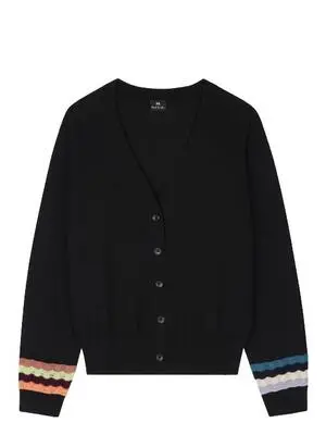 Paul Smith Zig Zag Sleeve Cardigan - Black