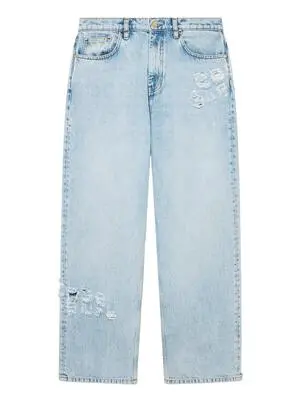 Casablanca Light Wash Graffiti Denim Jeans - Multicolor
