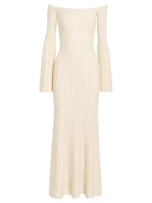 Gabriela Hearst Off-the-shoulder Wool And Cashmere-blend Maxi Dress - Ivory