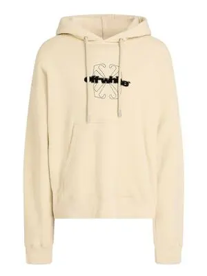 Off-White Flocked French Cotton-terry Hoodie - Beige