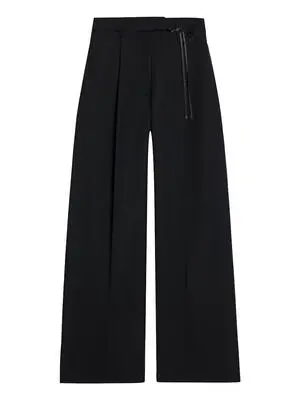 Simone Rocha Pleated Wide-leg Crepe Pants - Black