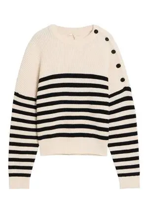 Maje Striped Jacquard-knit Sweater - Ecru
