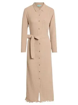 Melissa Odabash Margot Frayed Cotton-gauze Maxi Dress - Sand