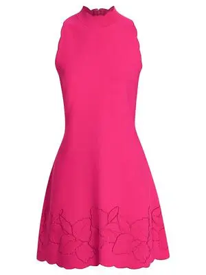 Carolina Herrera Embroidered Stretch-knit Mini Dress - Fuchsia