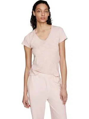 ATM Anthony Thomas Melillo Slub Jersey Schoolboy V-neck T-shirt - Fade Rose